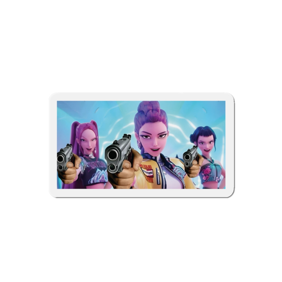 Kpop Demon Hunters Huntrix Rumi Mira Zoey Gun On Plane Meme Magnet ...