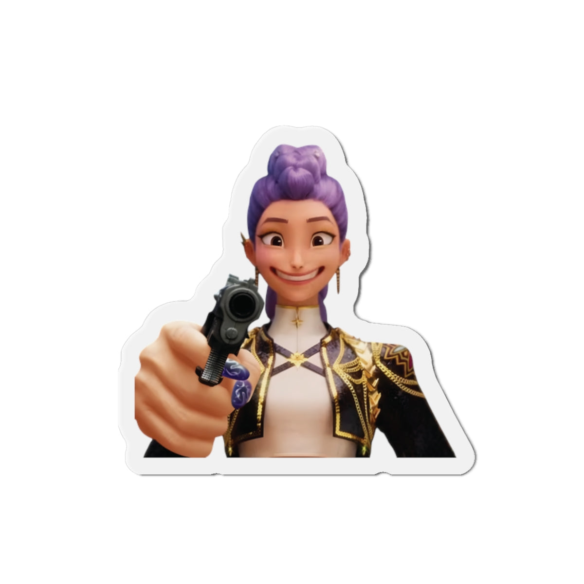Kpop Demon Hunters Huntrix Rumi Pointing Gun Meme Magnet – Crafty Cycle